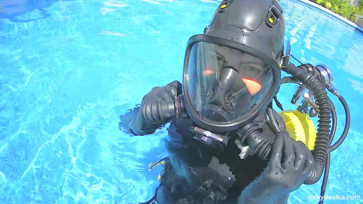 "Double Hose Scuba" by Vicky Devika - [Rubber frogwoman with gas mask ...