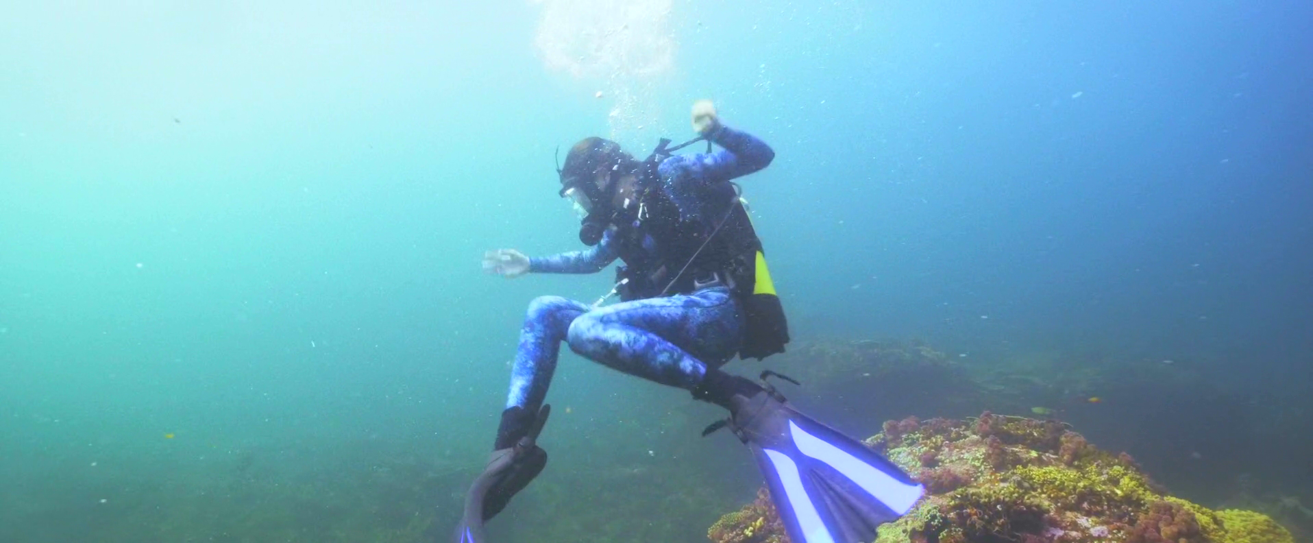 Frogwoman in FFM battles sharks and a frogman - Deep Blue Sea 3 [Hall ...